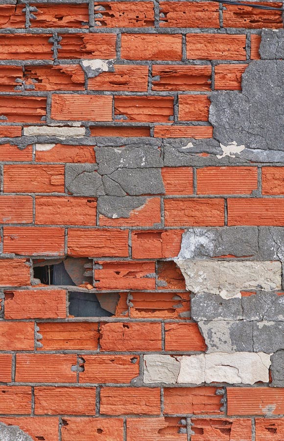 Crumbling Terracotta Brickwork. Background. Stock Image - Image of ...