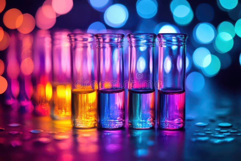 Bright Test Tubes with Colorful Liquids Stock Image - Image of glow ...