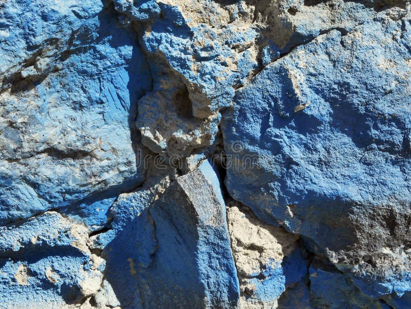 Bright Texture, Dyed Blue Old Stone Wall Stock Photo - Image of rocks ...
