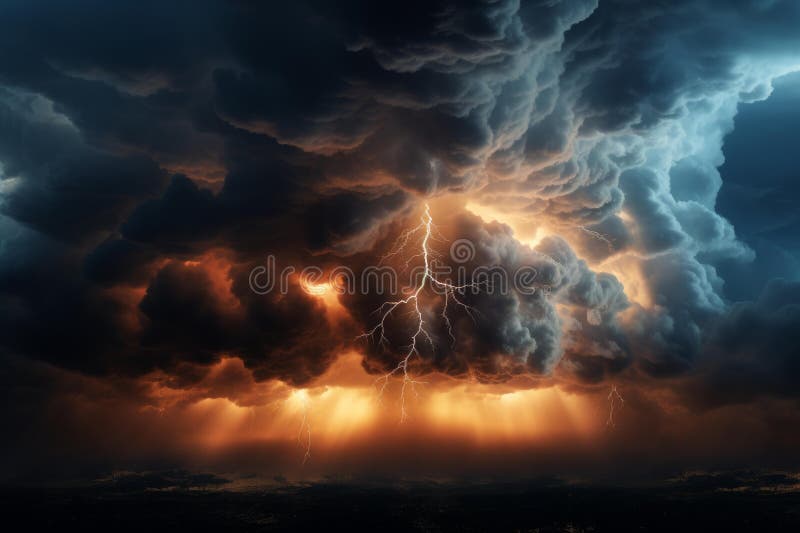 Bright Thundercloud Lightning Color. Generate AI Stock Photo - Image of ...