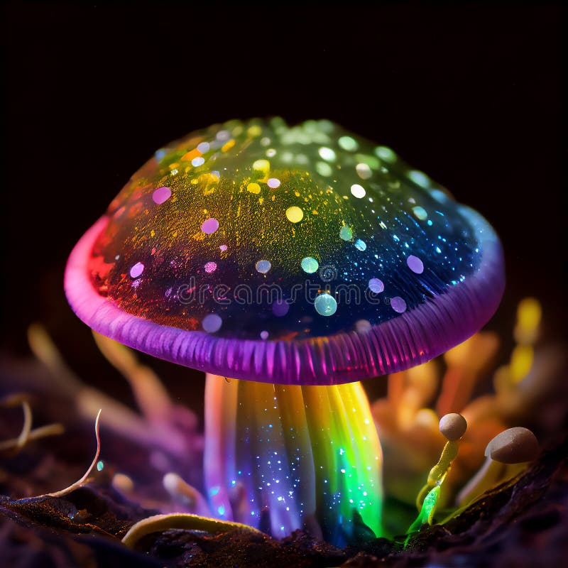 Bright Toadstool Fluorescent Mushroom Stock Illustration - Illustration ...