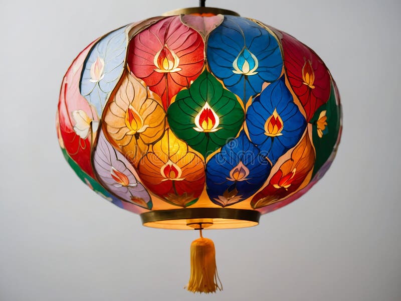 Bright Traditional Korean Lamp on Light Background in Stained Glass ...