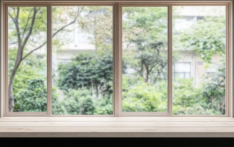 Bright and Tranquil View of Greenery through a Modern Window on a Sunny ...