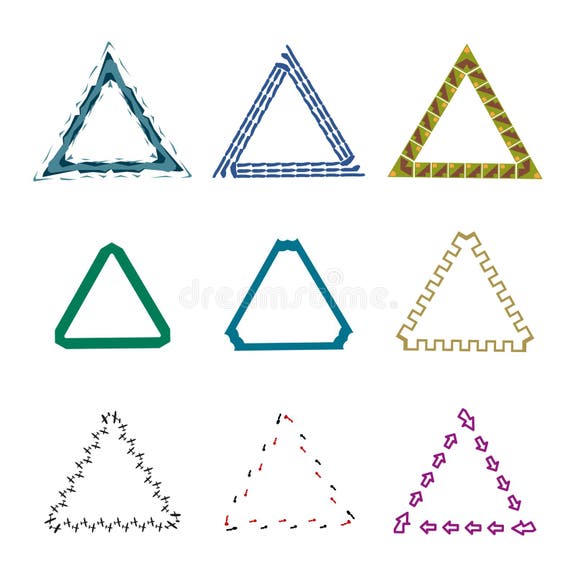 Bright Triangle Designs. Abstract Patterned Frames. Mixed Textures and Elements. Decorative ...