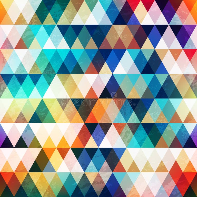 Bright Triangle Seamless Pattern with Grunge Effect Stock Vector ...