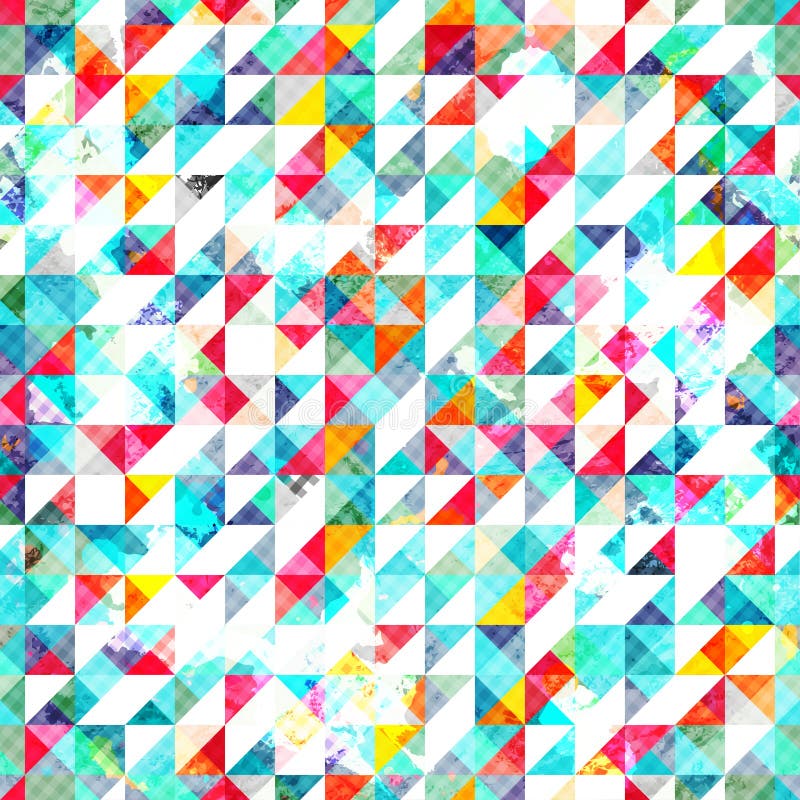 Bright Triangle Seamless Pattern with Grunge Effect Stock Vector ...