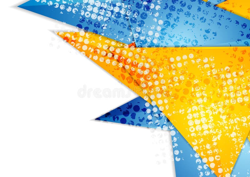 Bright Triangles with Grunge Halftone Abstract Background Stock Vector ...