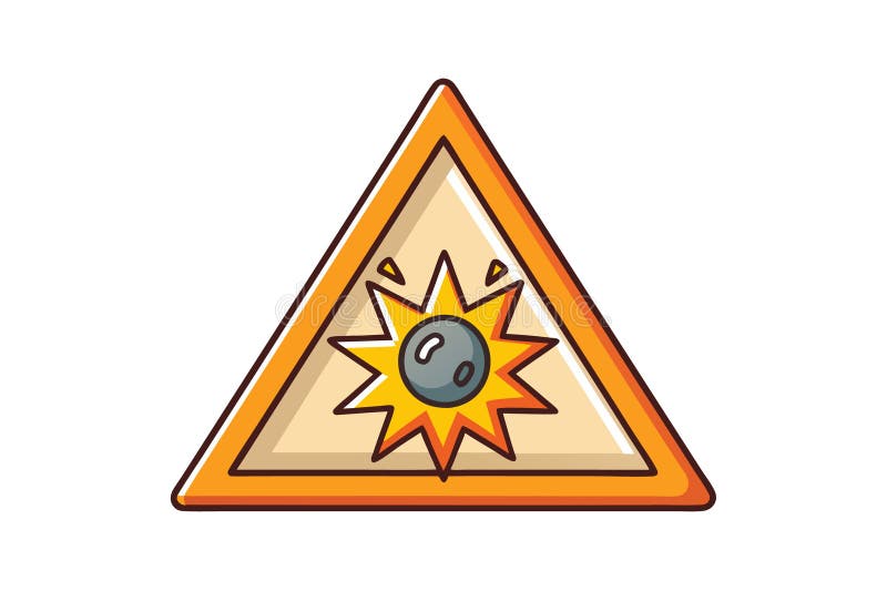 Bright Triangular Warning Sign Featuring an Explosive Burst in a Comic ...