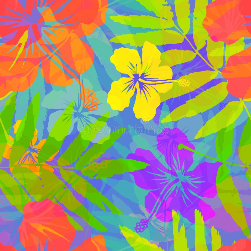Vivid Colors Bright Tropical Flowers Vector Stock Vector - Illustration ...