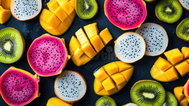 Bright Tropical Fruits Create a Vibrant Backdrop for a Modern Culinary ...