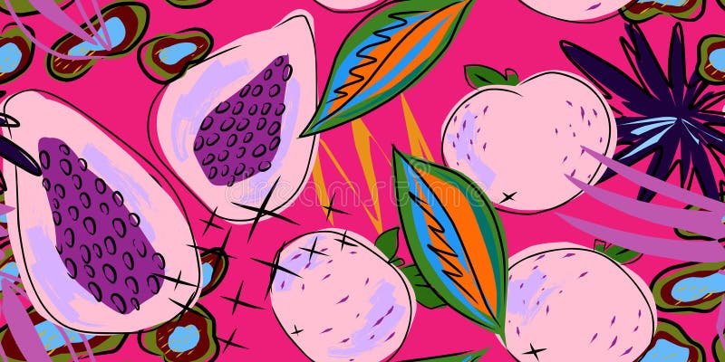 Vector Overlapping Seamless Pattern Stock Vector - Illustration of palm ...