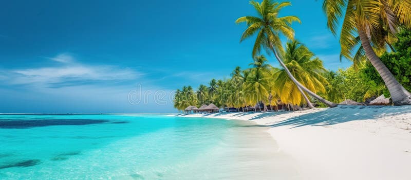 Bright Tropical Landscape with Beautiful Palm Trees, AI Generated Image ...