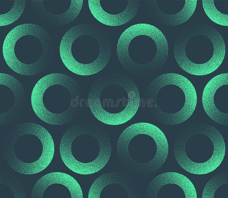 Bright Turquoise Cool Circles Seamless Pattern Trendy Vector Abstract ...