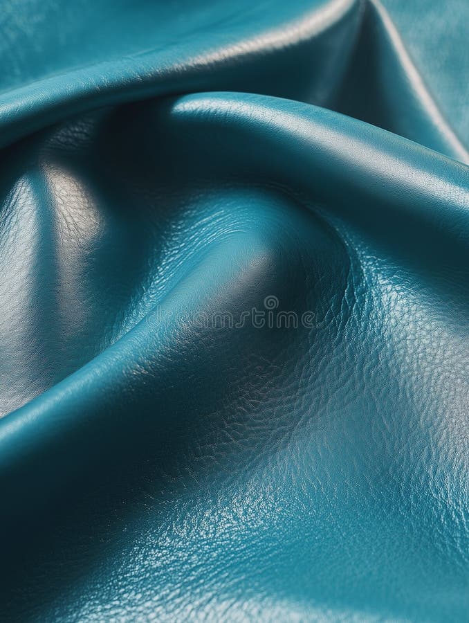 Bright Turquoise Leather Texture with Fine Grain Displayed on a Soft ...