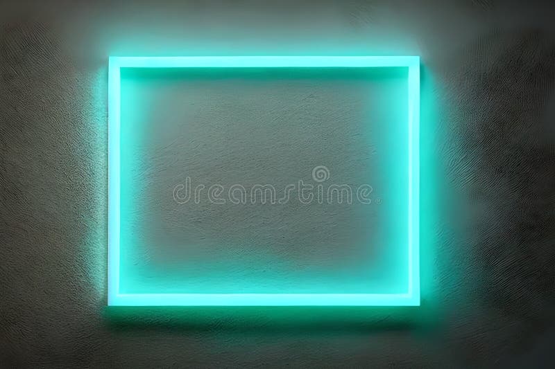 Bright Turquoise Rectangle Neon at the Wall Backdrop and Background ...