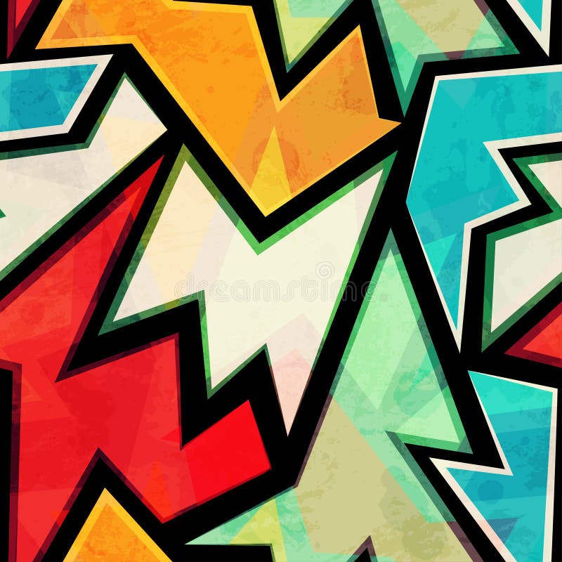 Urban Bright Geometric Seamless Pattern with Grunge Effect Stock Vector ...