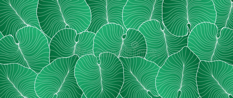 Bright Vector Botanical Green Background with Leaves for Decor, Covers ...