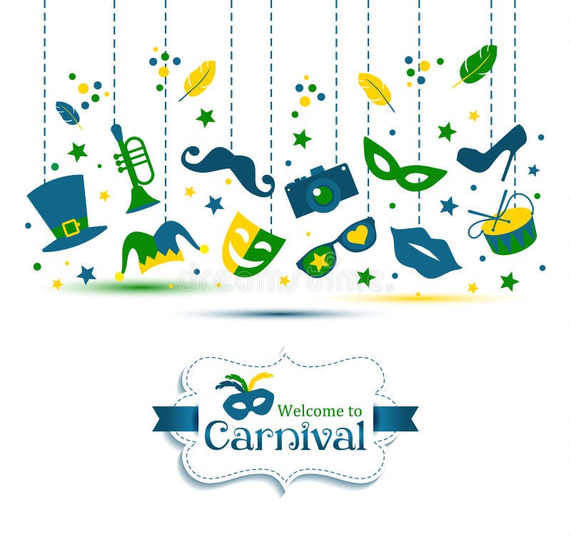 Bright Vector Carnival with Icon in Flat Style and Sign Stock Vector ...