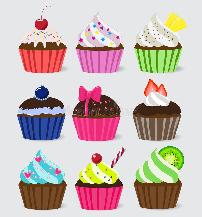 Bright Vector cupcakes stock vector. Illustration of flakes - 31907080