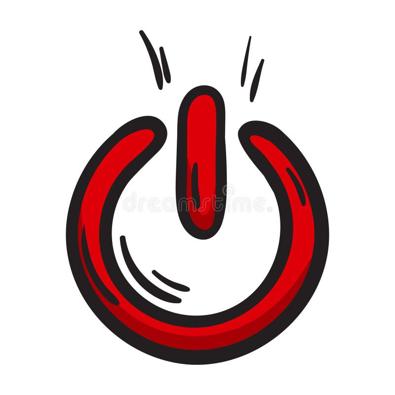 Bright Vector Hand Drawn Icon of Power, on, Off. Editable Sign, Symbol ...