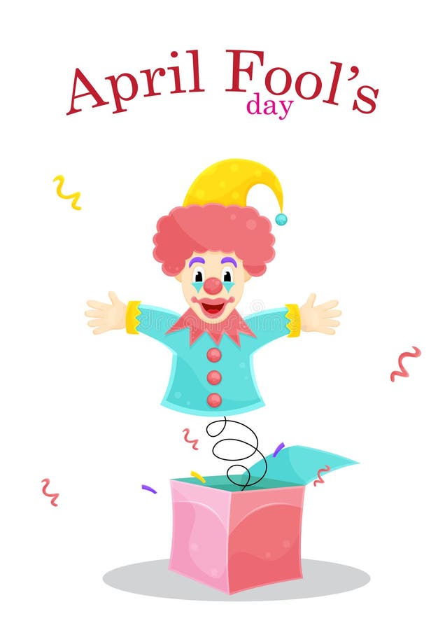 Bright Vector Illustration Card of a Surprise Box, April Fools Day ...