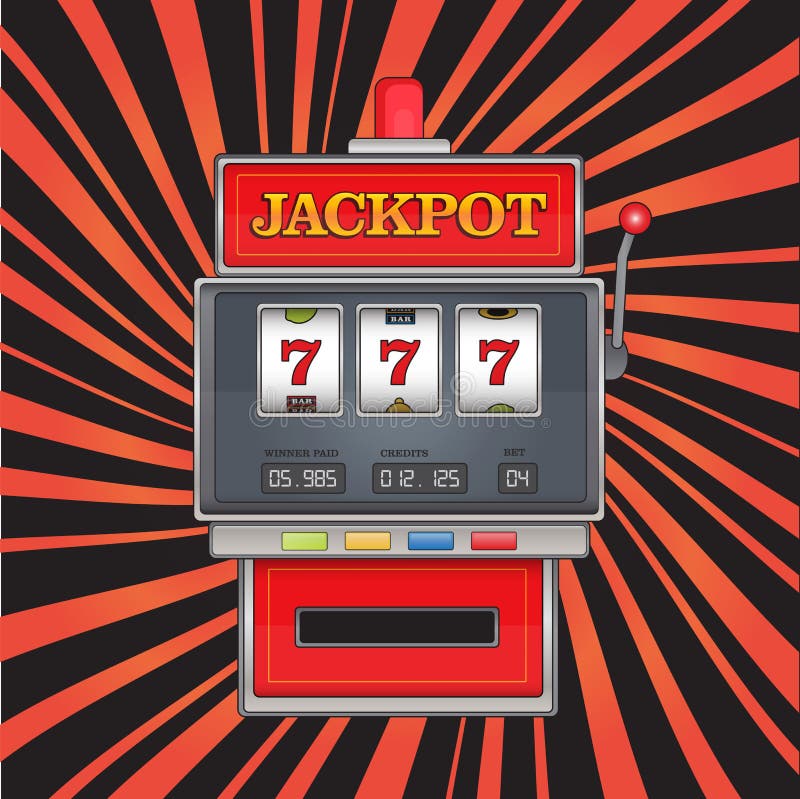 Bright Vector Illustration on Jackpot Theme. Red Slot Machine with ...