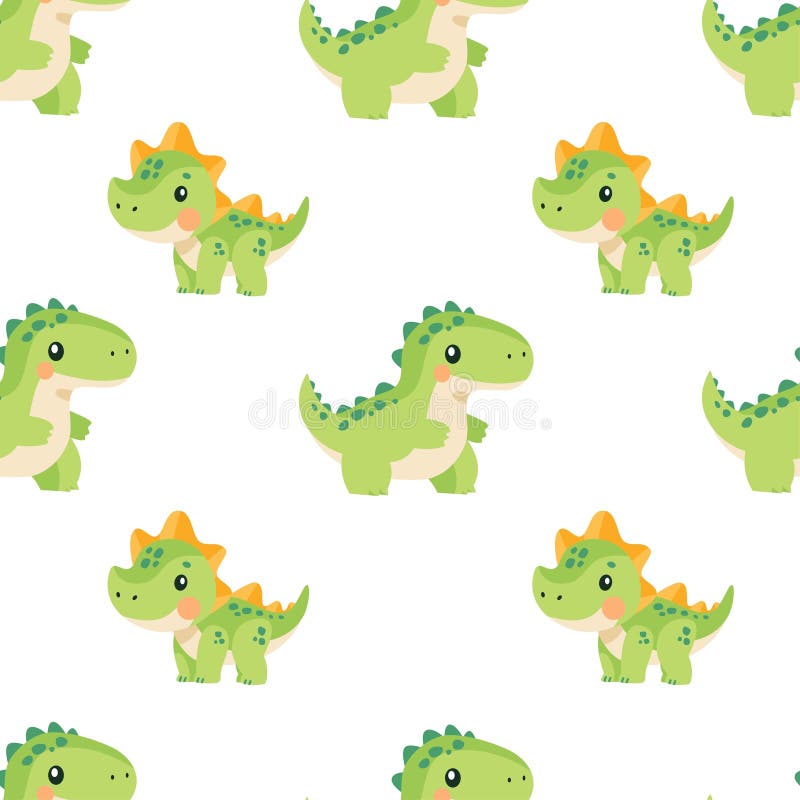 Bright Vector Seamless Pattern. Cute Dinosaurs. Pattern for Baby ...