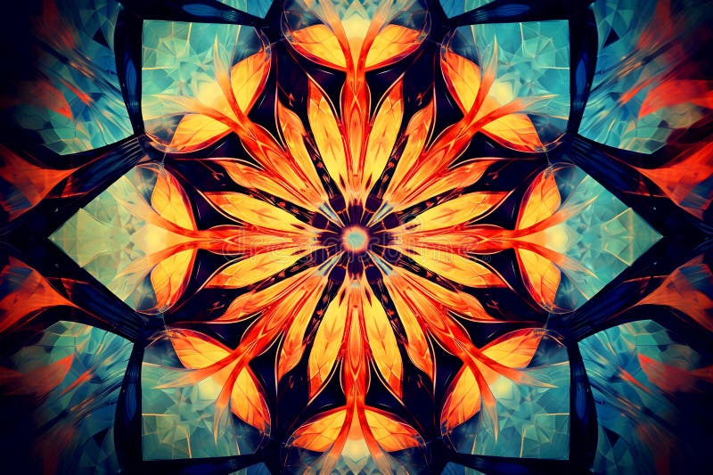 Bright Vectorized Symmetry Modern Multicolor Kaleidoscopic Illustration ...