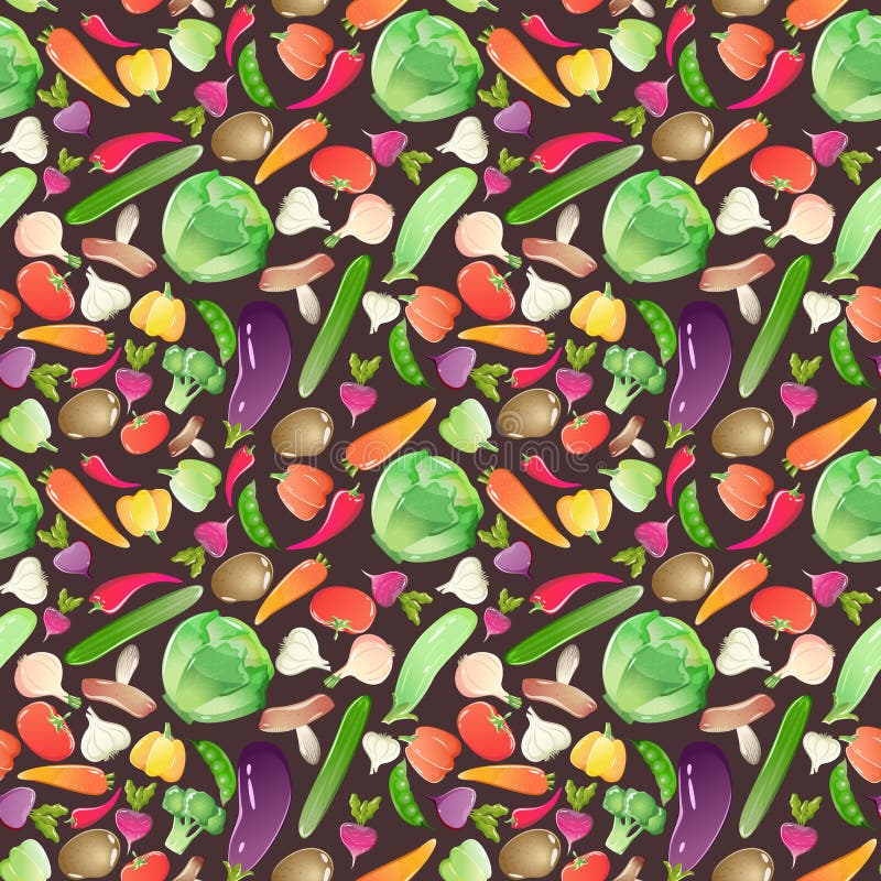 Bright Veggies Seamless Textile Pattern , Vegetables Illustrations in ...