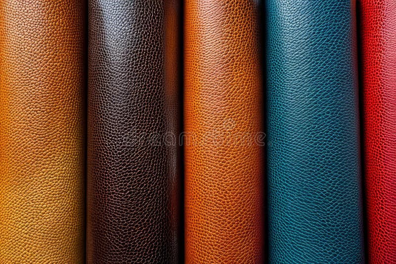 Bright and Vibrant Leather Rolls Showcasing a Variety of Textures ...