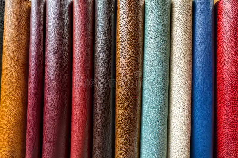 Bright and Vibrant Leather Rolls Showcasing a Variety of Textures ...
