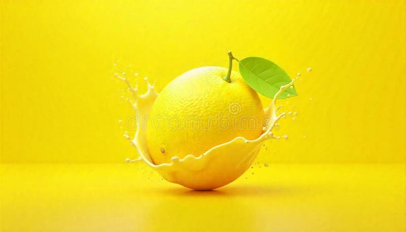 Lemon Splash on Bright Yellow Background, Healthy and Vibrant Stock ...