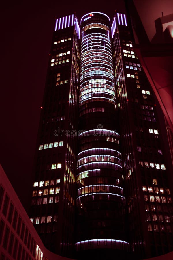 Bright View on the Night City and Skyscraper. Stock Image - Image of ...