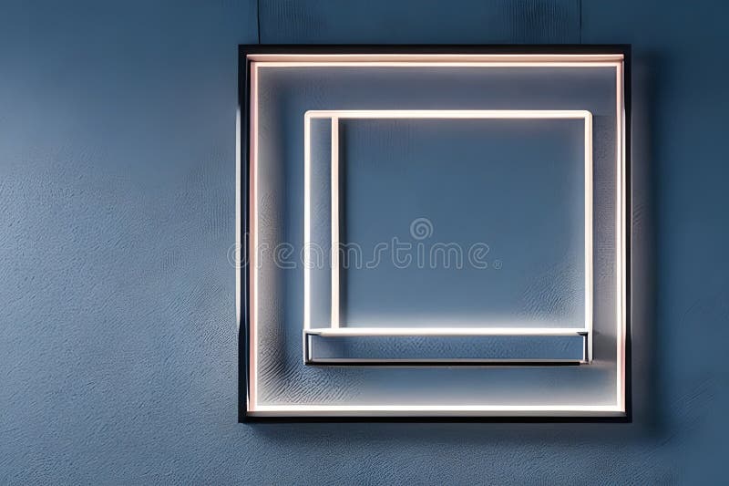 Bright Violet Rectangle Neon Frame at the Wall Backdrop and Background ...
