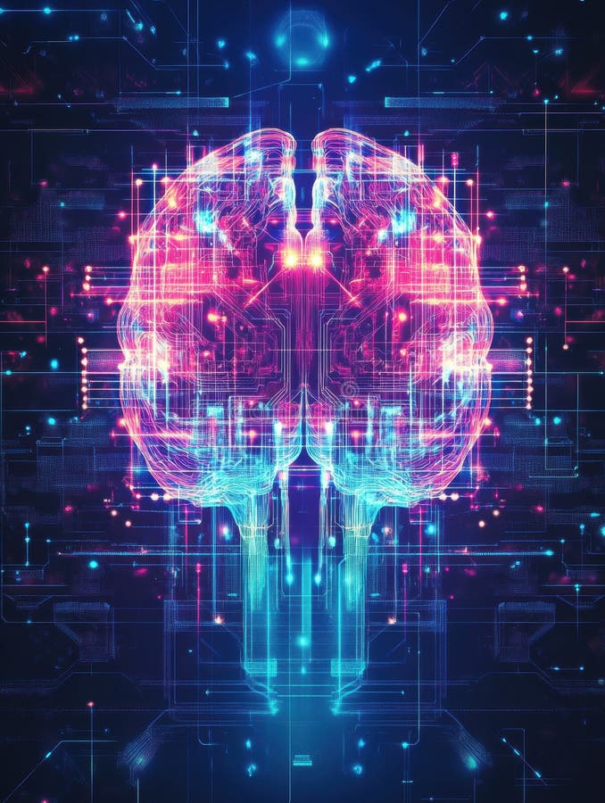 Bright and Vivid Representation of a Digital Brain with Intricate ...