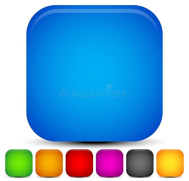 Bright, Vivid Rounded Square Backgrounds. 7 Colors. Stock Illustration ...