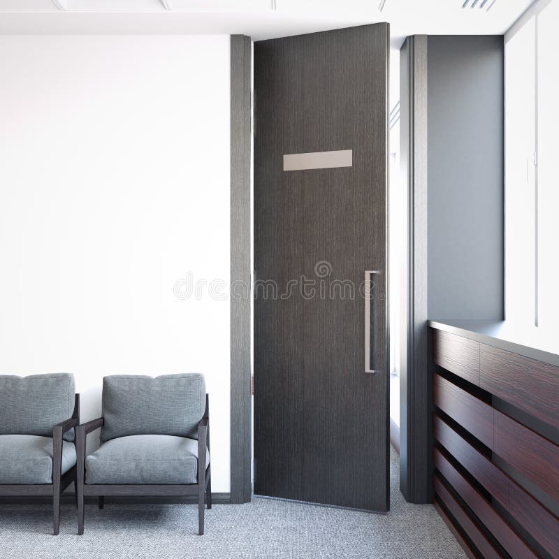 Waiting Room and Opened Door with Nameplate. 3d Rendering Stock ...