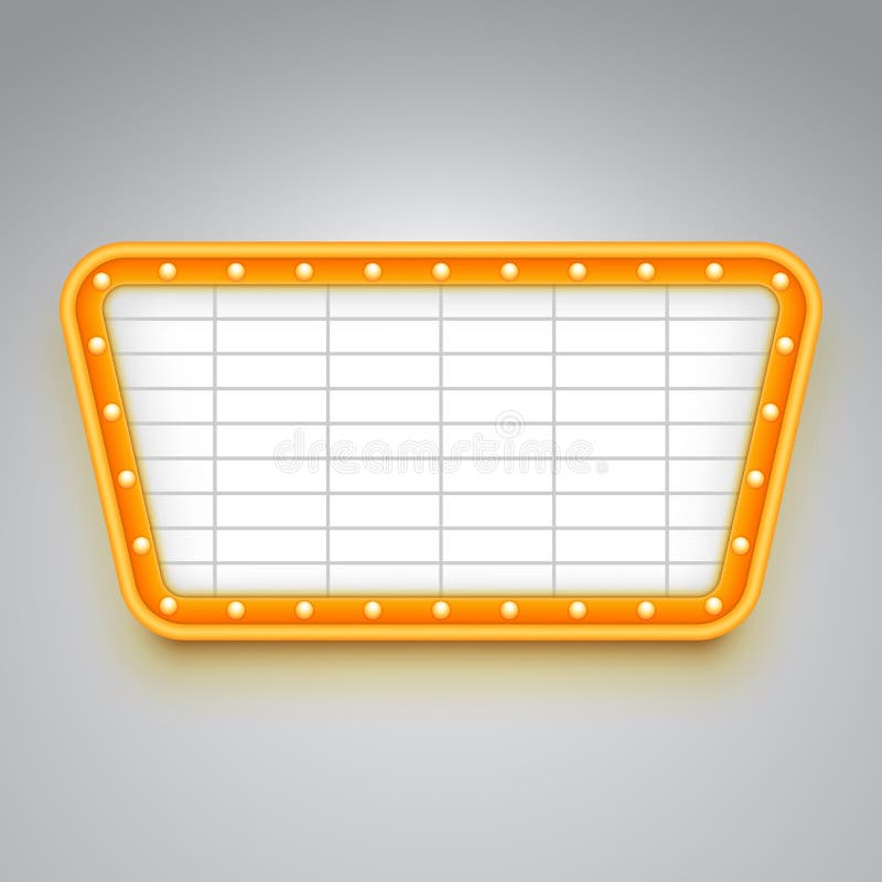 Vintage Wall Sign with Glowing Bulbs. Wall Signboard with Marquee ...