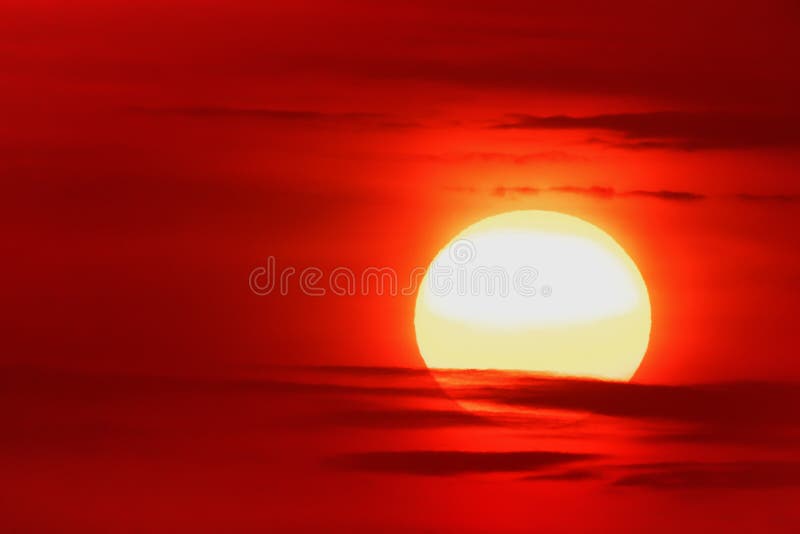 Bright Warm Sun on Sky Background. Dawn or Sunset Stock Image - Image ...