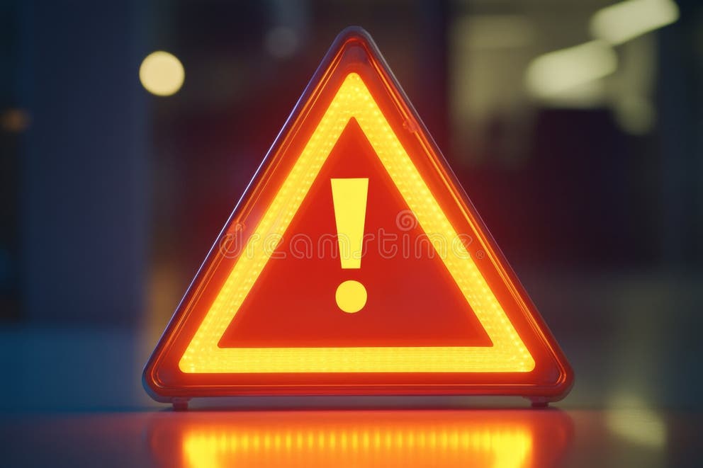 Bright Warning Sign with Exclamation Mark in Modern Setting Stock ...