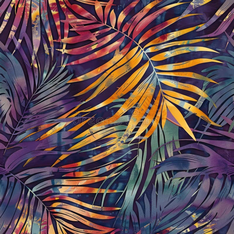 Bright Watercolor Infinity Pattern Tropical Leaves.Seamless Batik Style ...