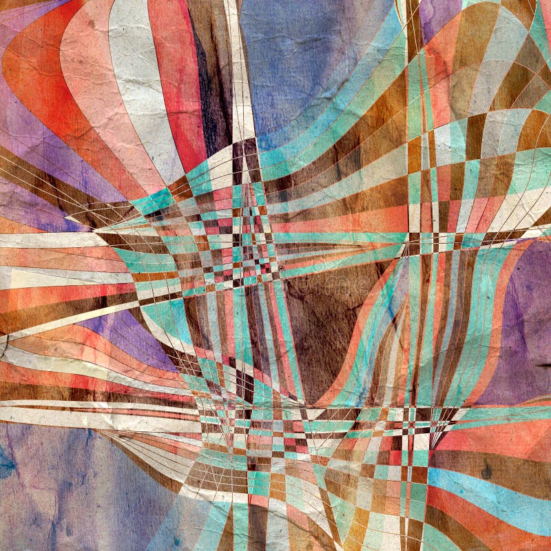 Bright Watercolor Retro Background with Different Color Wavy Elements ...