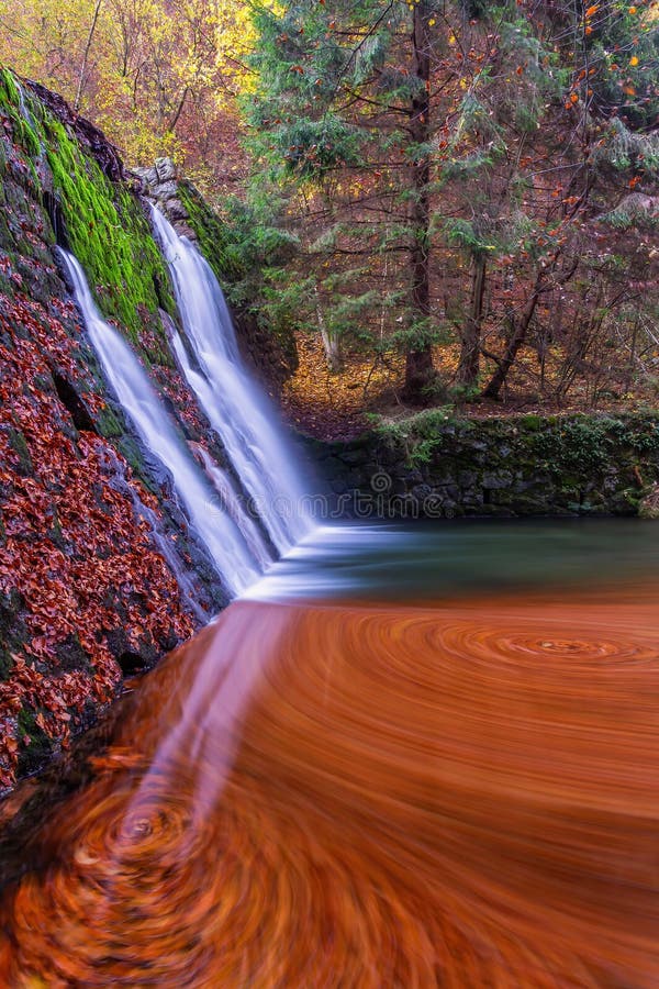 Bright Waterfall Fduring Fall. it is Colored by Orarge Colour from ...
