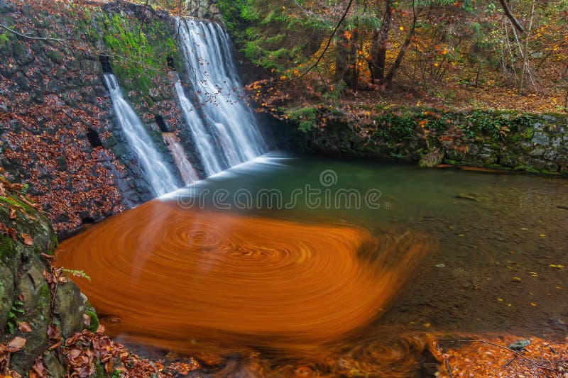 Bright Waterfall Fduring Fall. it is Colored by Orarge Colour from ...