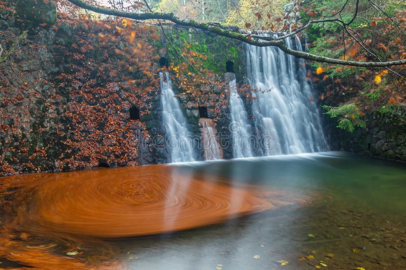 Bright waterfall stock image. Image of leaf, fresh, outdoors - 164005541