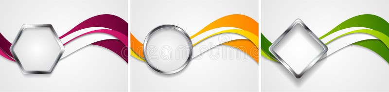 Bright Waves and Silver Metallic Geometric Shapes Corporate Backgrounds ...