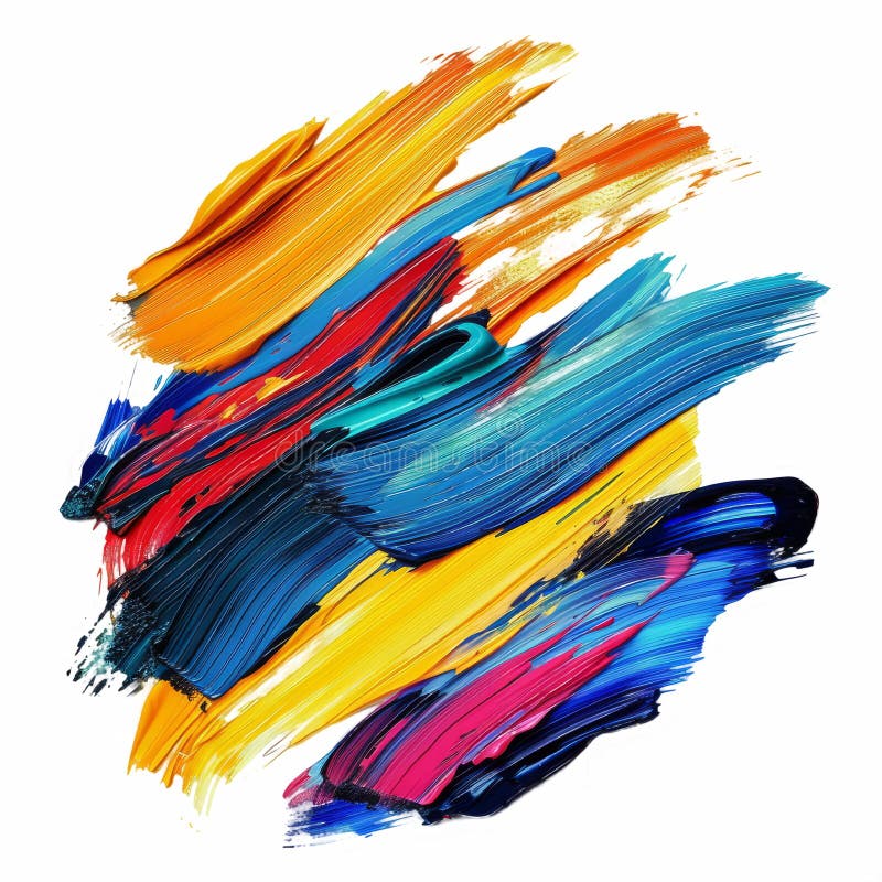 Bright Wavy Colorful Brush Strokes Isolated on White Background Stock ...