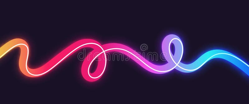 Bright Wavy Gradient Neon Line. Liquid Dynamic Colorful Form, Flowing ...