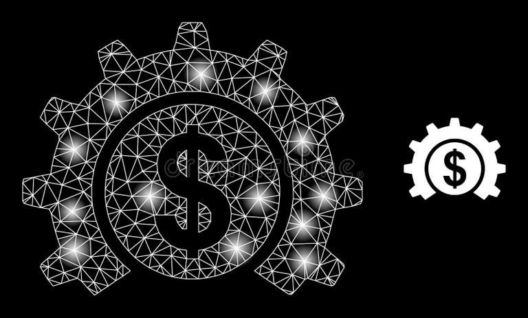 Bright Web Mesh Bank Industry Icon with Sparkles Stock Vector ...