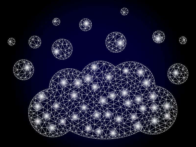 Bright Web Mesh Cloud Emission with Light Spots Stock Vector ...